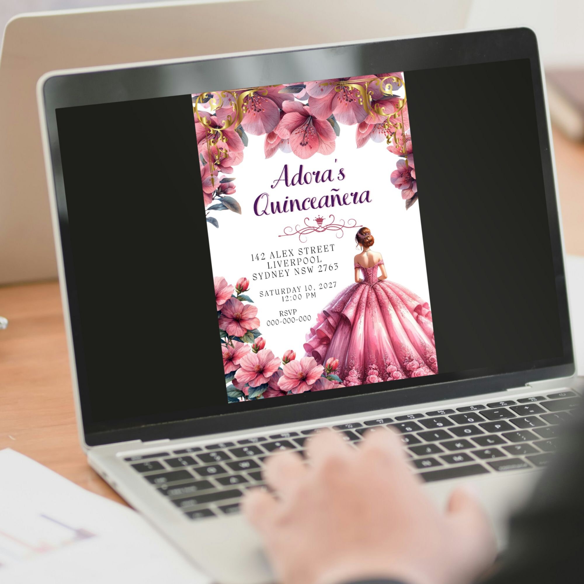 Quinceanera Invitation, EDITABLE Blush Pink Quinceañera Invitation ...