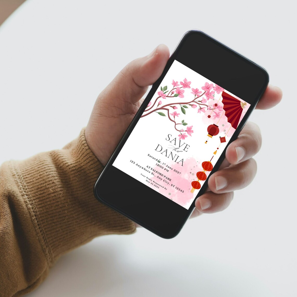 Japanese Wedding Invitation, Pink Cherry Blossom Japanese Invitation ...