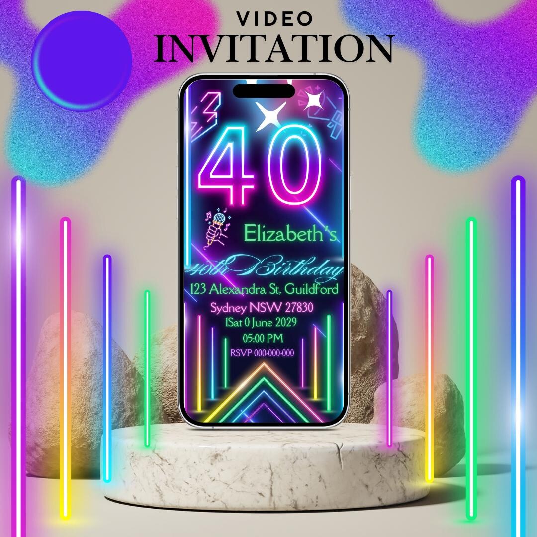 40th Electronic Invitation, Digital 40th Birthday Invitation, Party ...