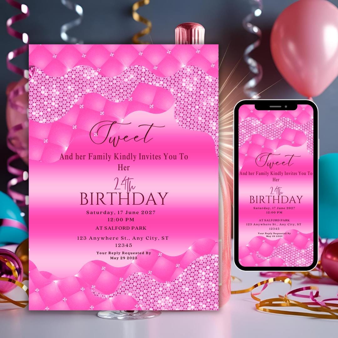 24th Birthday Invitation Templates, Elegant 24th Birthday Invitation ...