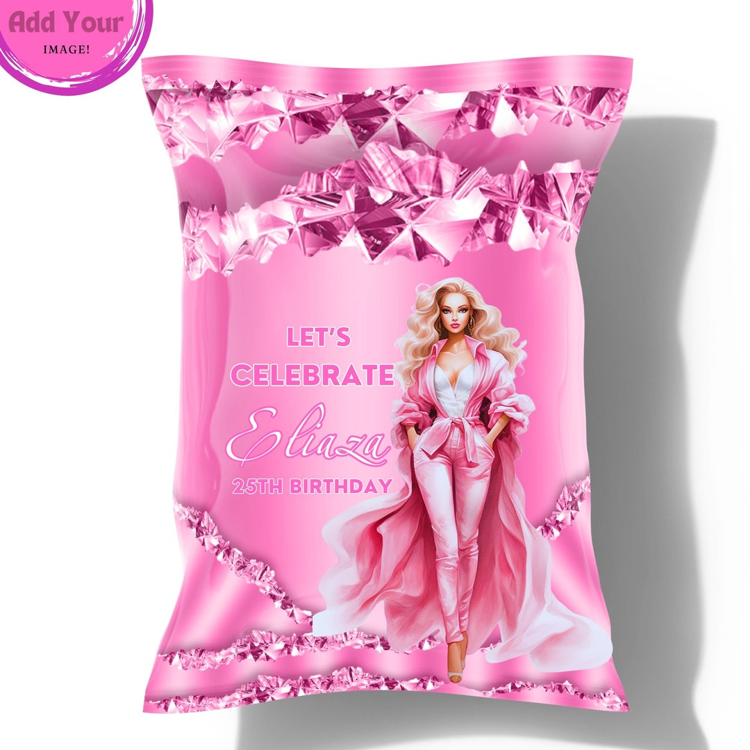 Pink Chip Bag Template, Pink and Gold Chip Bag, Chip Bag With Pictur - Etsy