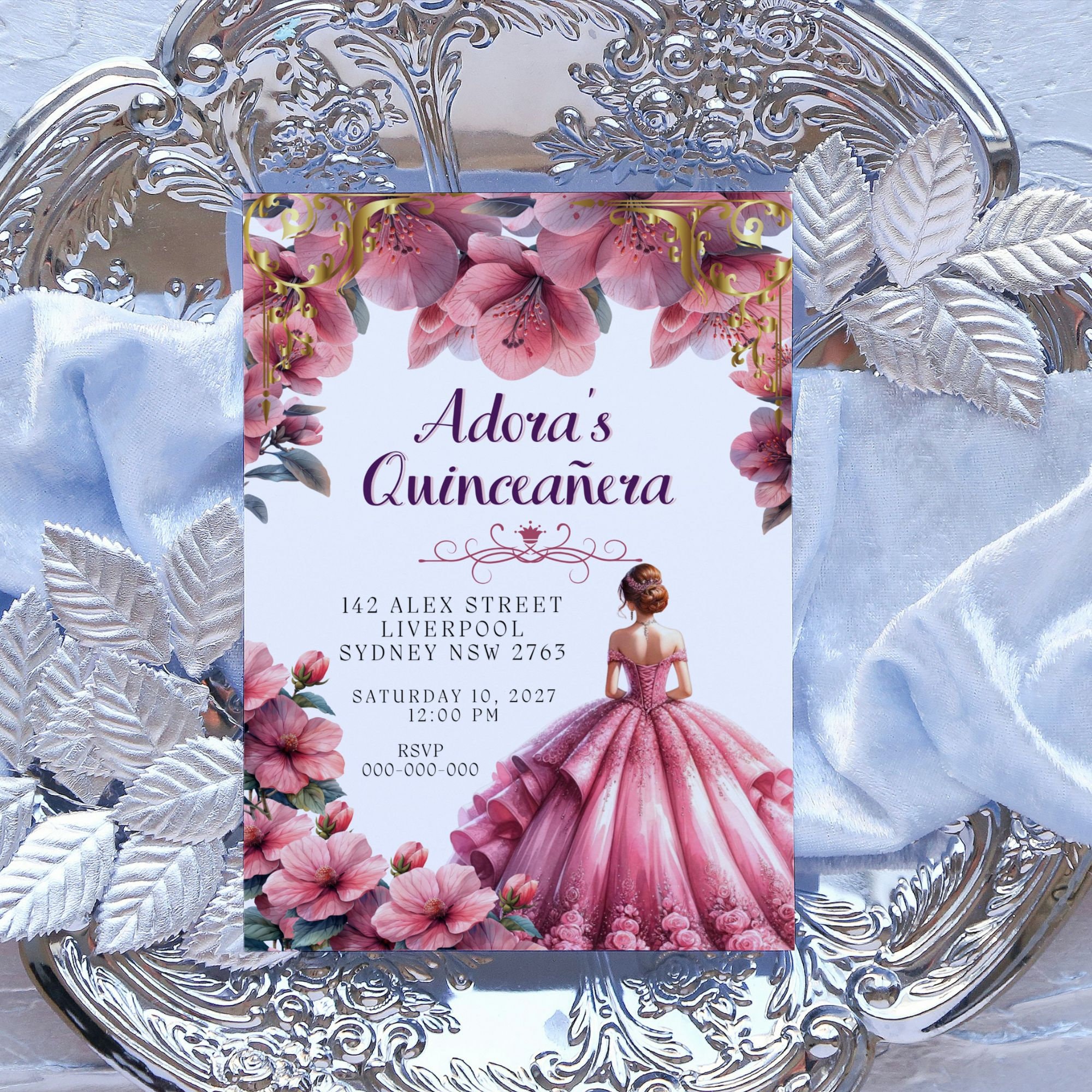 Quinceanera Invitation, EDITABLE Blush Pink Quinceañera Invitation ...