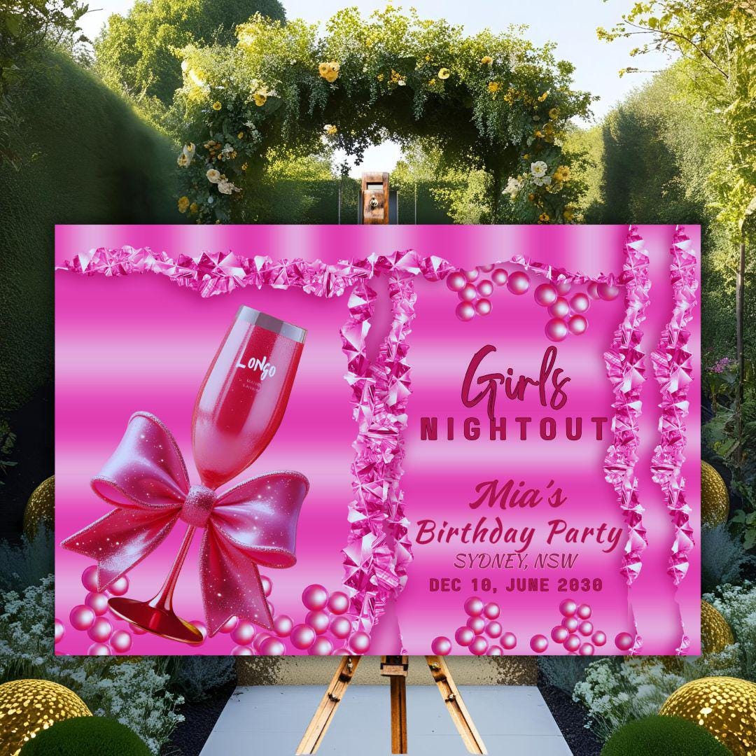 Girls Night Out Sign, Ladies Night Out Birthday Sign, Pink Glitter ...
