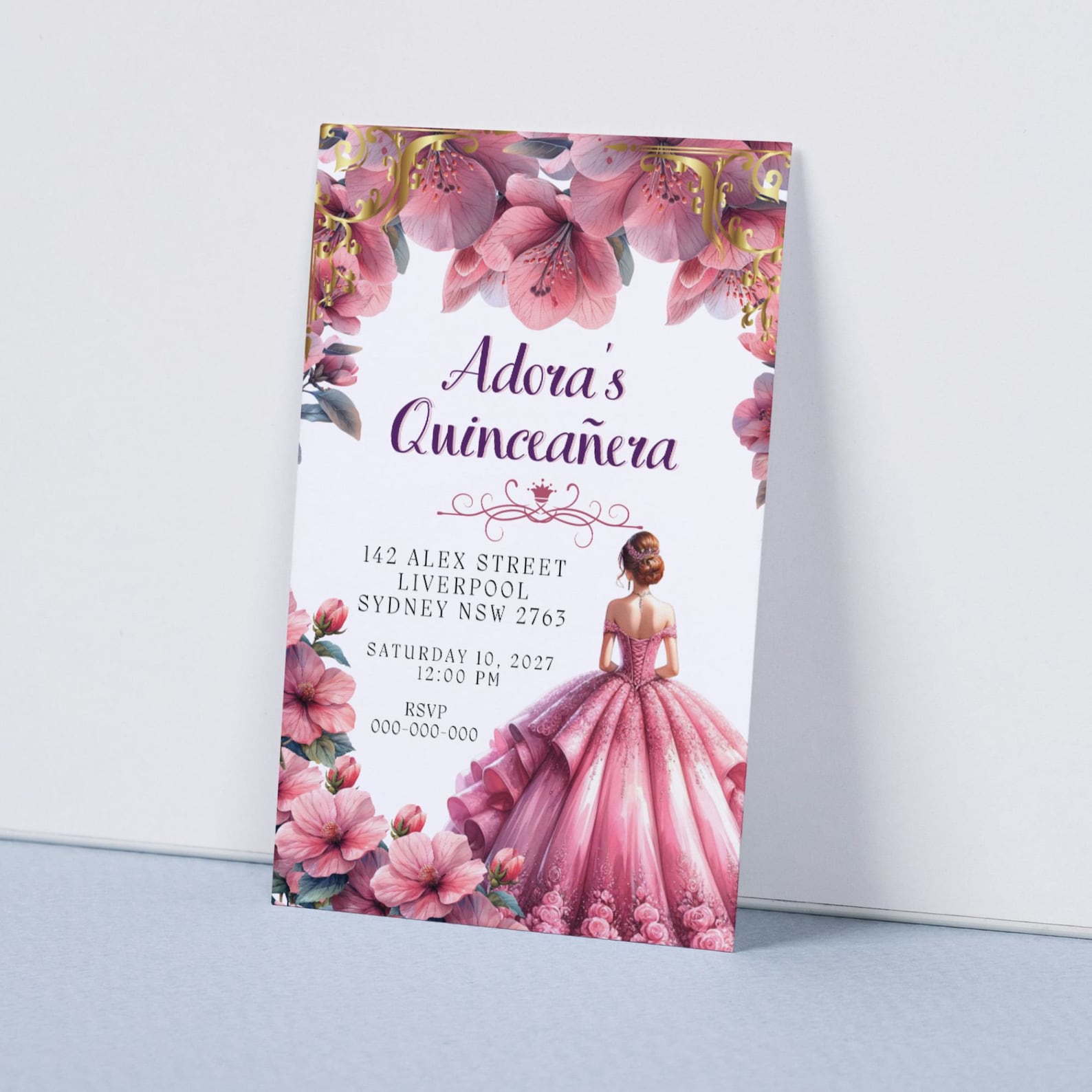 Quinceanera Invitation, EDITABLE Blush Pink Quinceañera Invitation ...