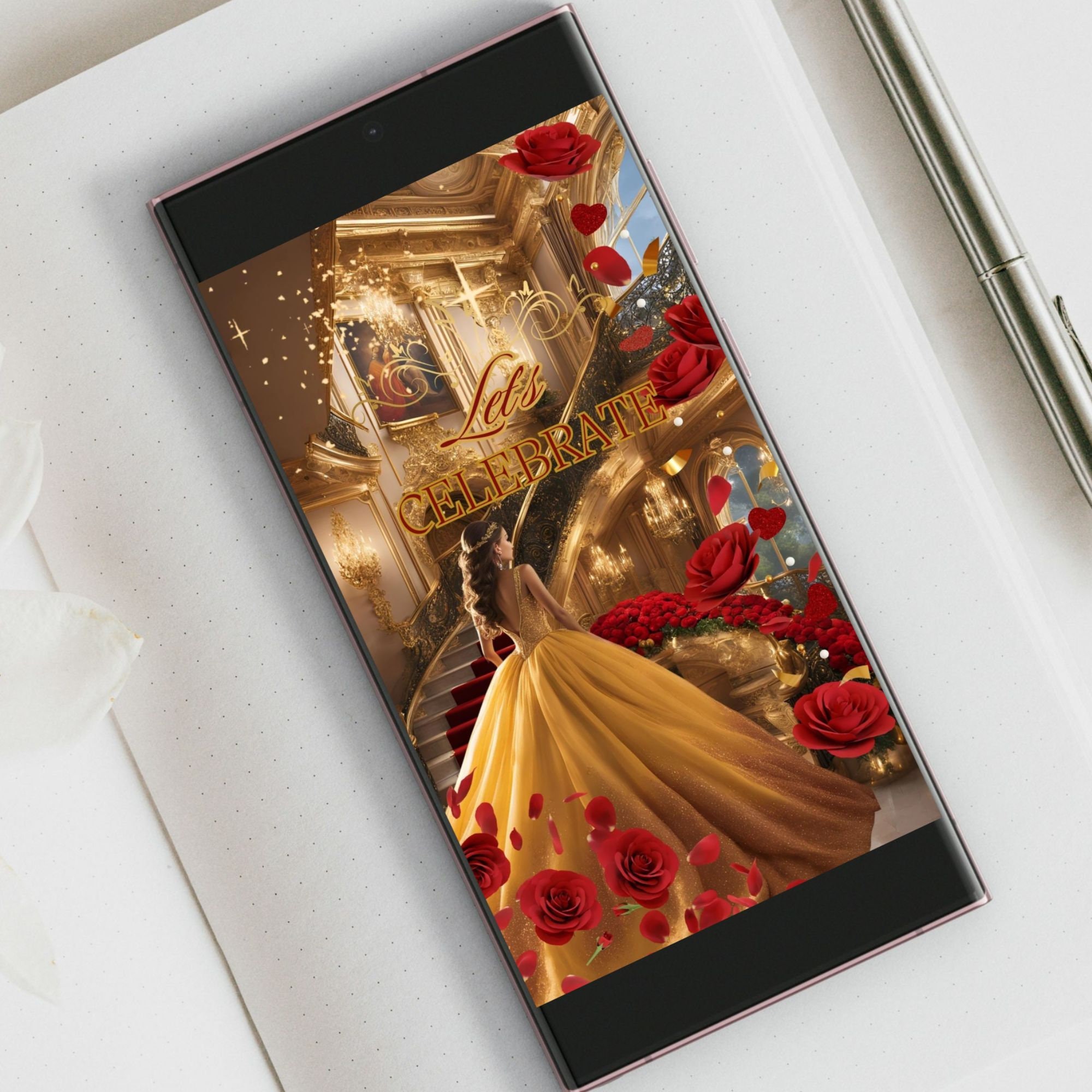 Red and Gold Quinceanera Video Invitation, Royal Evite (digital ...