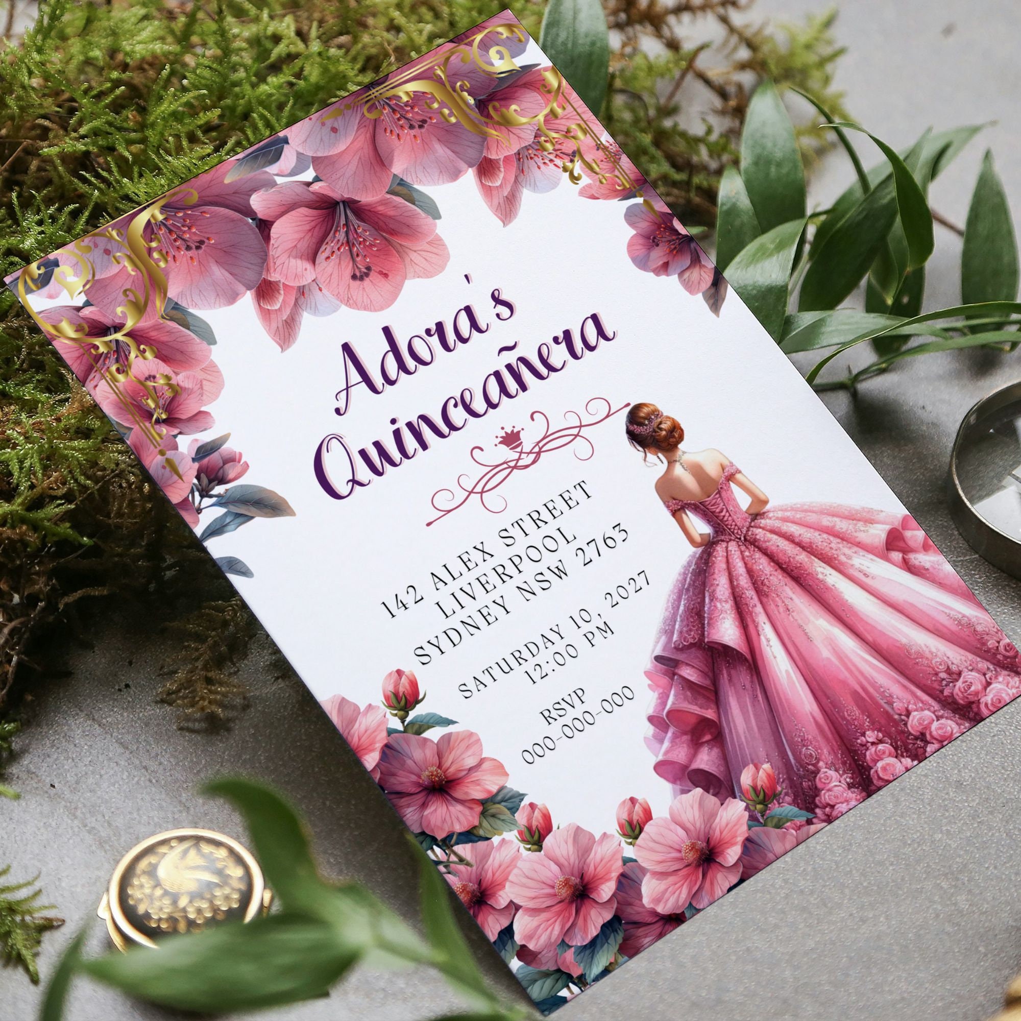 Quinceanera Invitation, EDITABLE Blush Pink Quinceañera Invitation ...