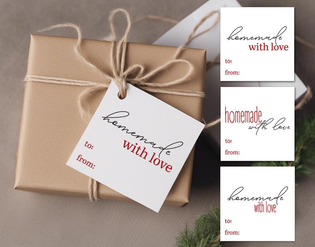 Homemade With Love Printable Gift Tags | Homemade Favor Tags | Homemade ...