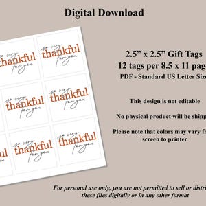 So Very Thankful for You Printable Gift Tags | Thankful for You Favor ...