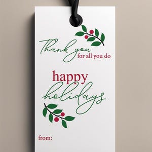 Thank You for All You Do Happy Holidays Printable Gift Tags | Holiday ...