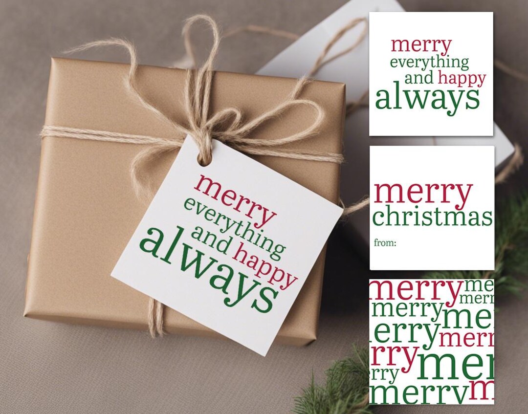 Merry Everything Printable Gift Tags | Merry Favor Tags | Merry ...