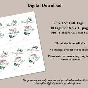 Thank You for All You Do Happy Holidays Printable Gift Tags | Holiday ...