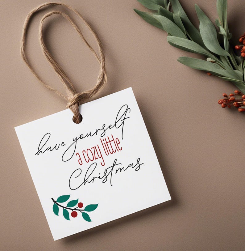Cozy Little Christmas Printable Gift Tags | Cozy Christmas Tree Favor ...