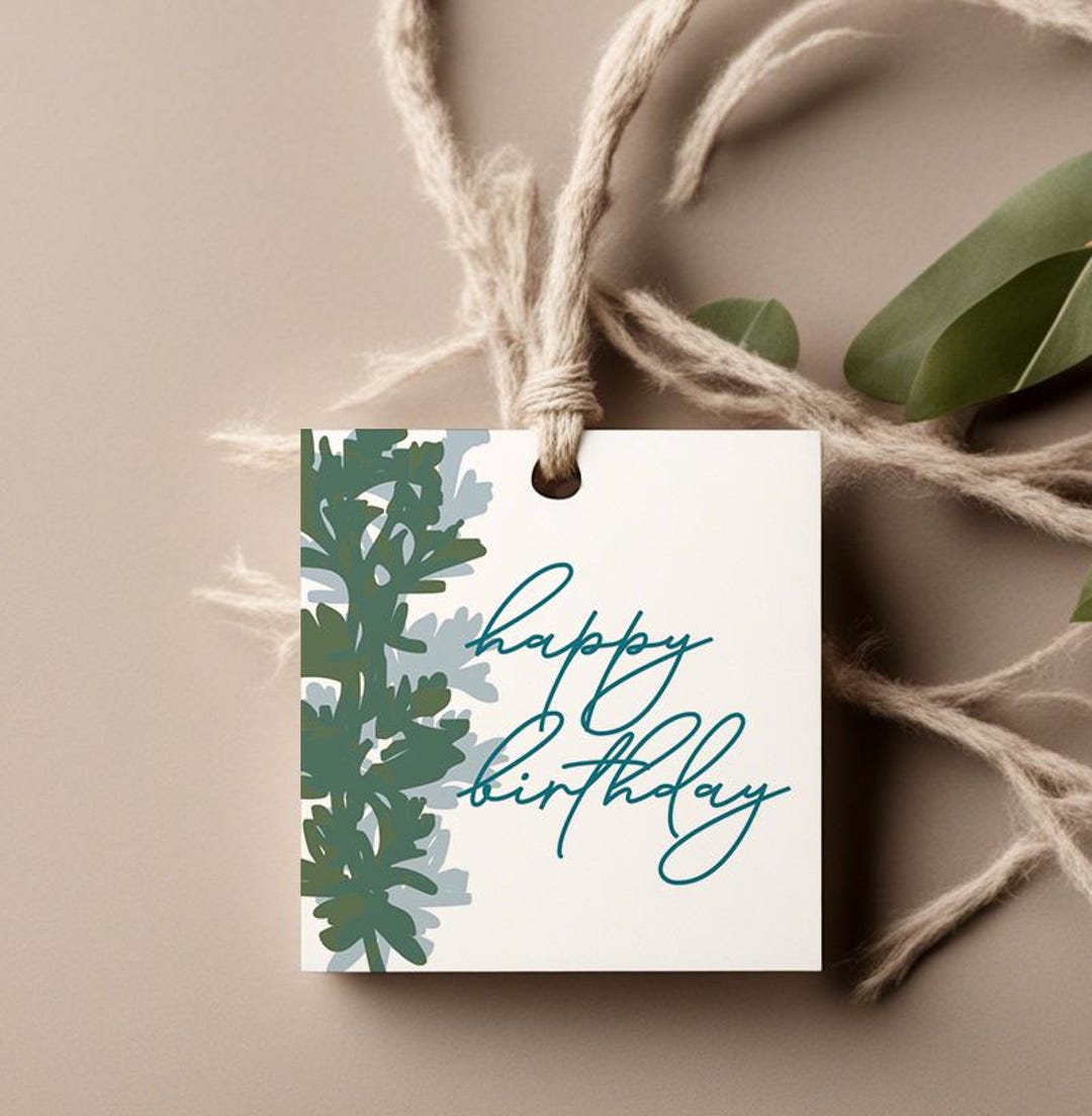 Happy Birthday Printable Gift Tag | Modern Farmhouse Birthday Gift Tag ...