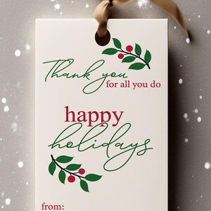 Thank You for All You Do Happy Holidays Printable Gift Tags | Holiday ...