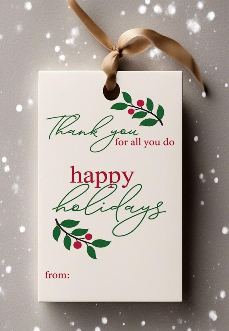 Thank You for All You Do Happy Holidays Printable Gift Tags | Holiday ...