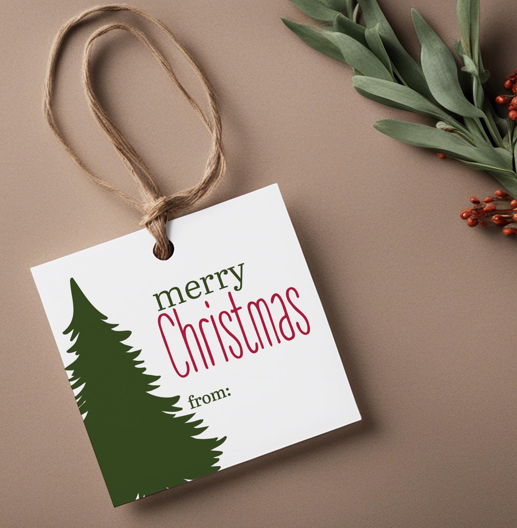 Merry Christmas With Tree Printable Gift Tags | Christmas Tree Favor ...