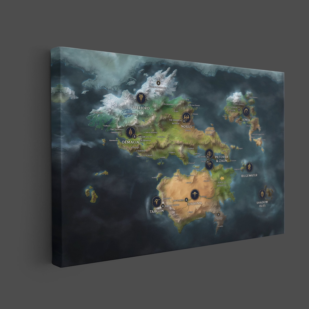 League of Legends Runeterra Map, Lol Runeterra Poster Canvas, Noxus ...