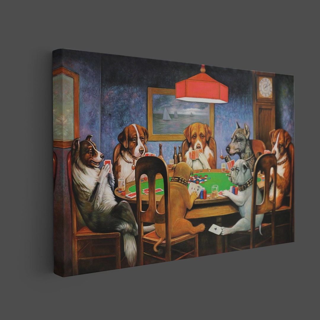 Dogs Playing Poker, Dogs Poster, Poker Gaming Rolled Canvas, Poker Dogs ...