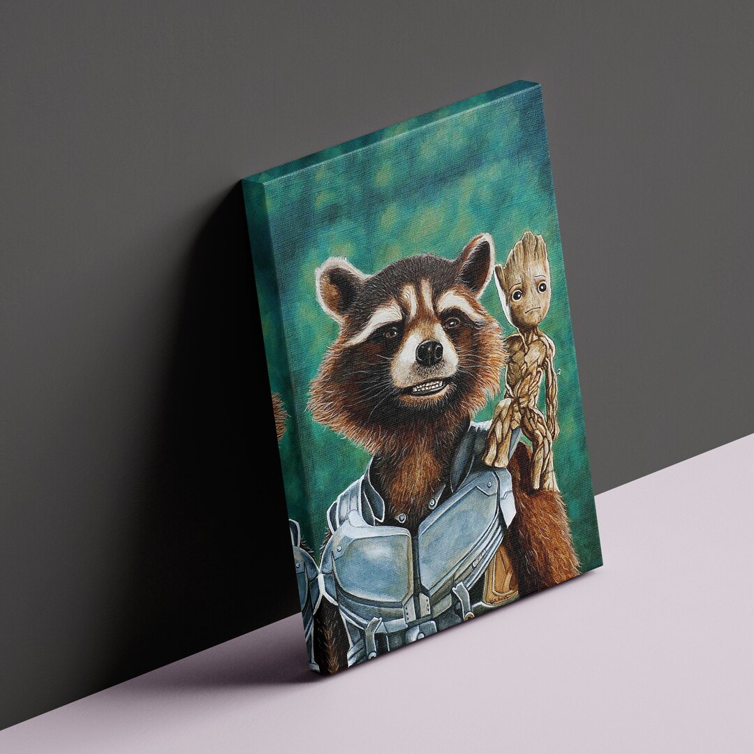 Rocket & Baby Groot Canvas/poster Print, Guardians of the Galaxy Wall ...