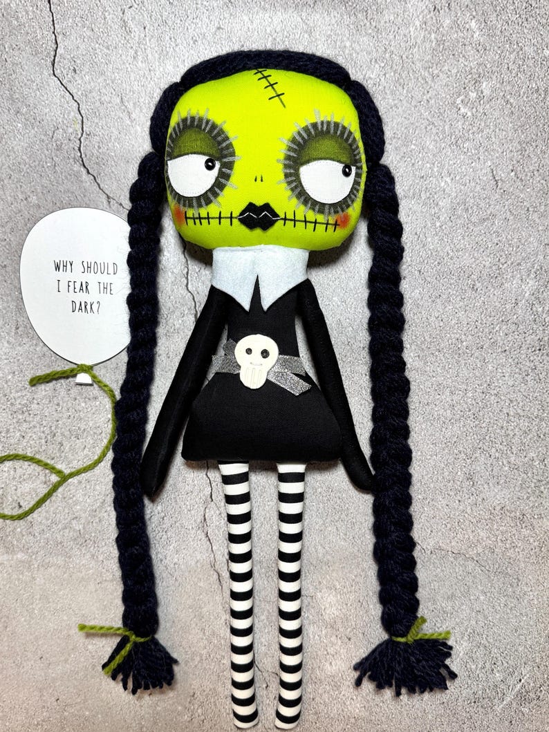 Wednesday - Handmade Doll Gothic Rag Doll, Art Collectible Special Gift ...
