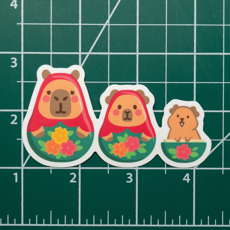 Capybara and Guinea Pig Matryoshka Sticker | Waterproof Vinyl Sticker ...