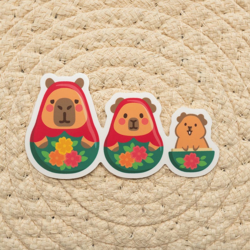 Capybara and Guinea Pig Matryoshka Sticker | Waterproof Vinyl Sticker ...