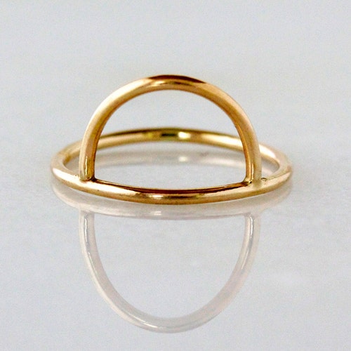 Gold Half Moon Ring Solid Gold Arc Ring 14k Yellow Gold Half - Etsy