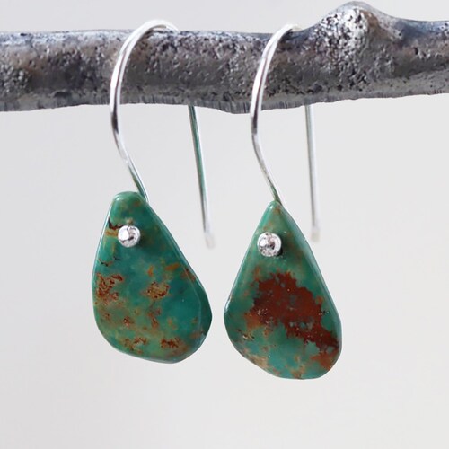 Turquoise Drop Earrings Natural Turquoise Teardrops on - Etsy