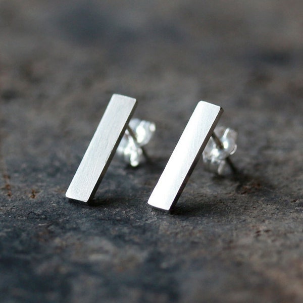 Silver Bar Earrings - Etsy