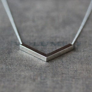 Silver Chevron Necklace Sterling Silver V Necklace Large - Etsy