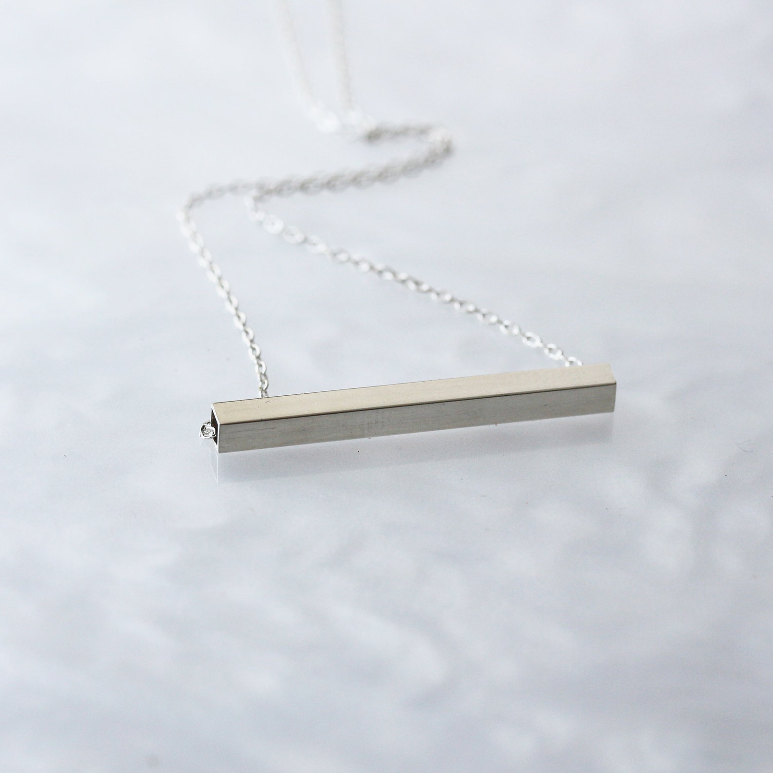 Silver Line Necklace Straight Bar Necklace Sterling Silver - Etsy