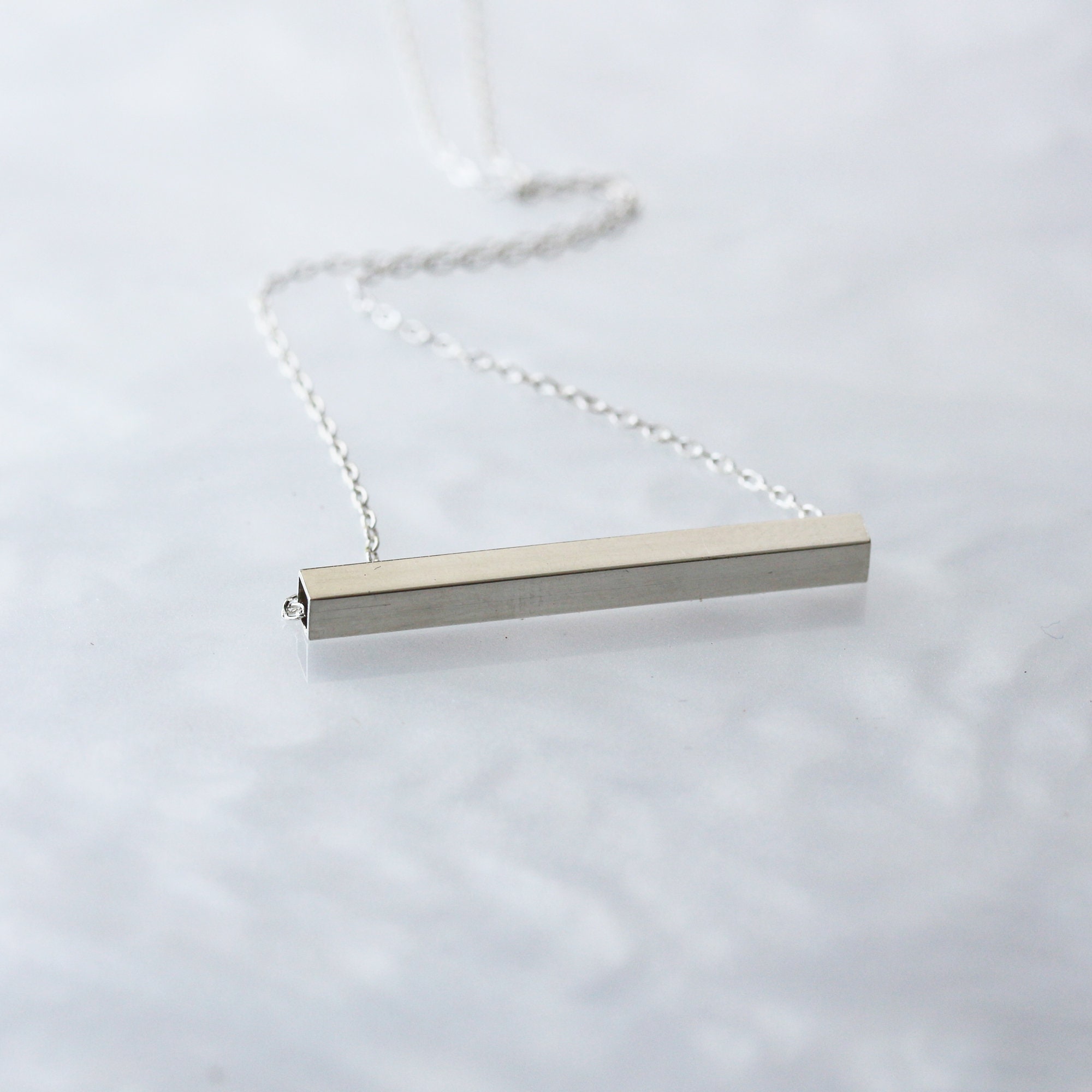 Silver Line Necklace Straight Bar Necklace Sterling Silver - Etsy