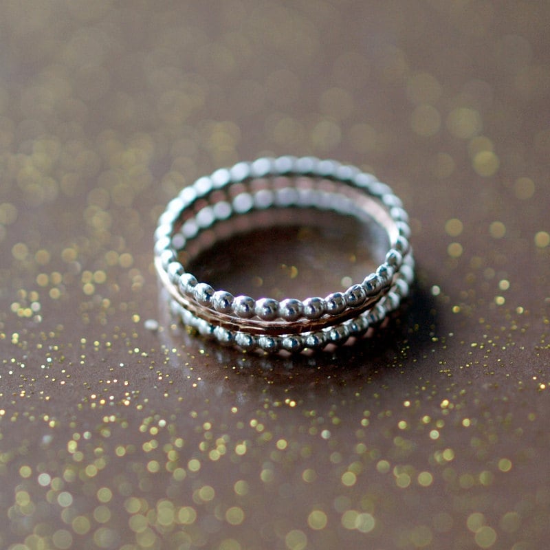 Stacking Ring Set of 3 Mixed Metal Rings / Silver Dotted - Etsy