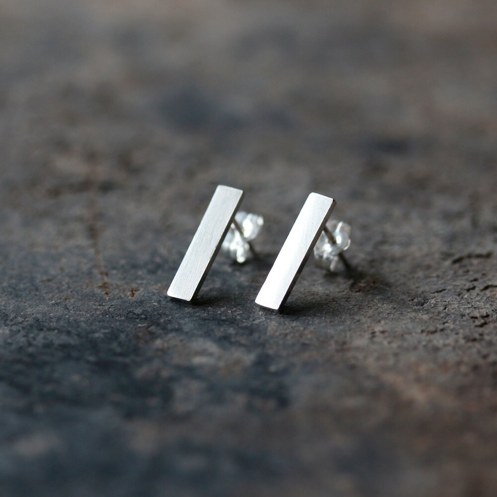 Silver Bar Earrings Minimalist Earrings Sterling Silver Bar | Etsy