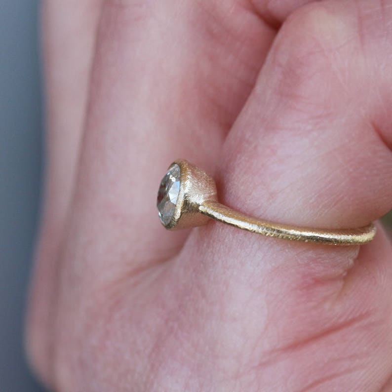 Icy Diamond Ring Rustic Engagement Ring Brushed 14k Solid | Etsy