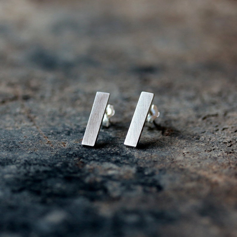 Silver Bar Earrings Minimalist Earrings Sterling Silver Bar | Etsy
