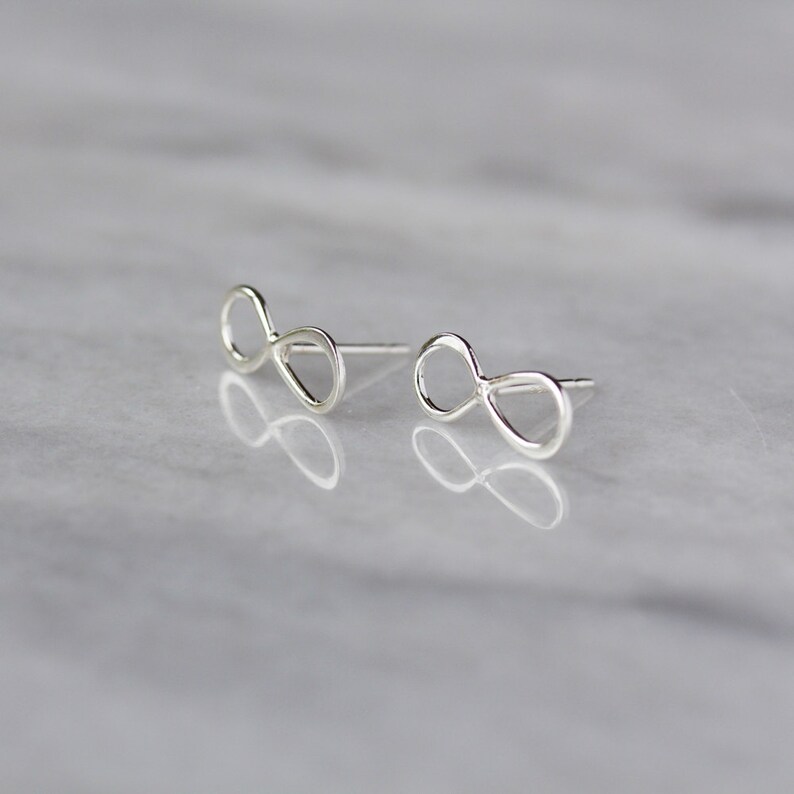 Silver Infinity Studs, Figure Eight Figure 8 Sterling Silver Earrings ...