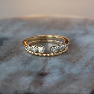Diamond Cuff Ring, 14k Solid Gold Open Space Ring, Stacking Wedding ...