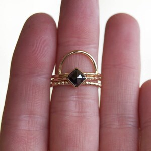 Gold Half Moon Ring, Solid Gold Arc Ring, 14k Yellow Gold Half Circle ...