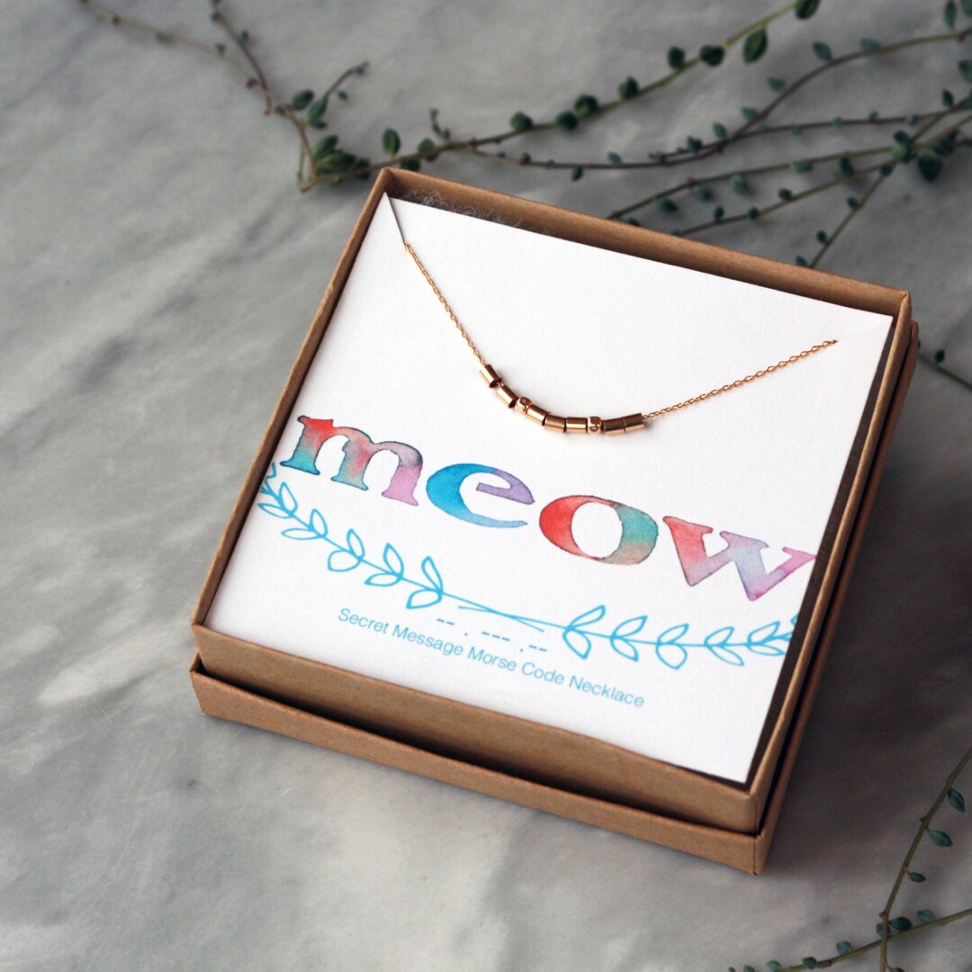MEOW Necklace Secret Message Morse Code Necklace Cat - Etsy