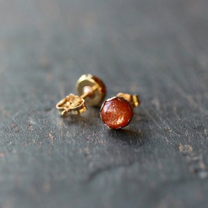 Sunstone Earrings, Sunstone Studs, 14k Gold Filled Stud, Sparkly Stone ...