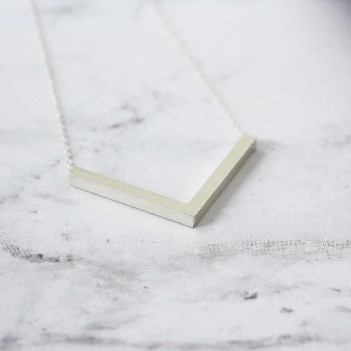Silver Chevron Necklace, Sterling Silver V Necklace, Large Chevron ...