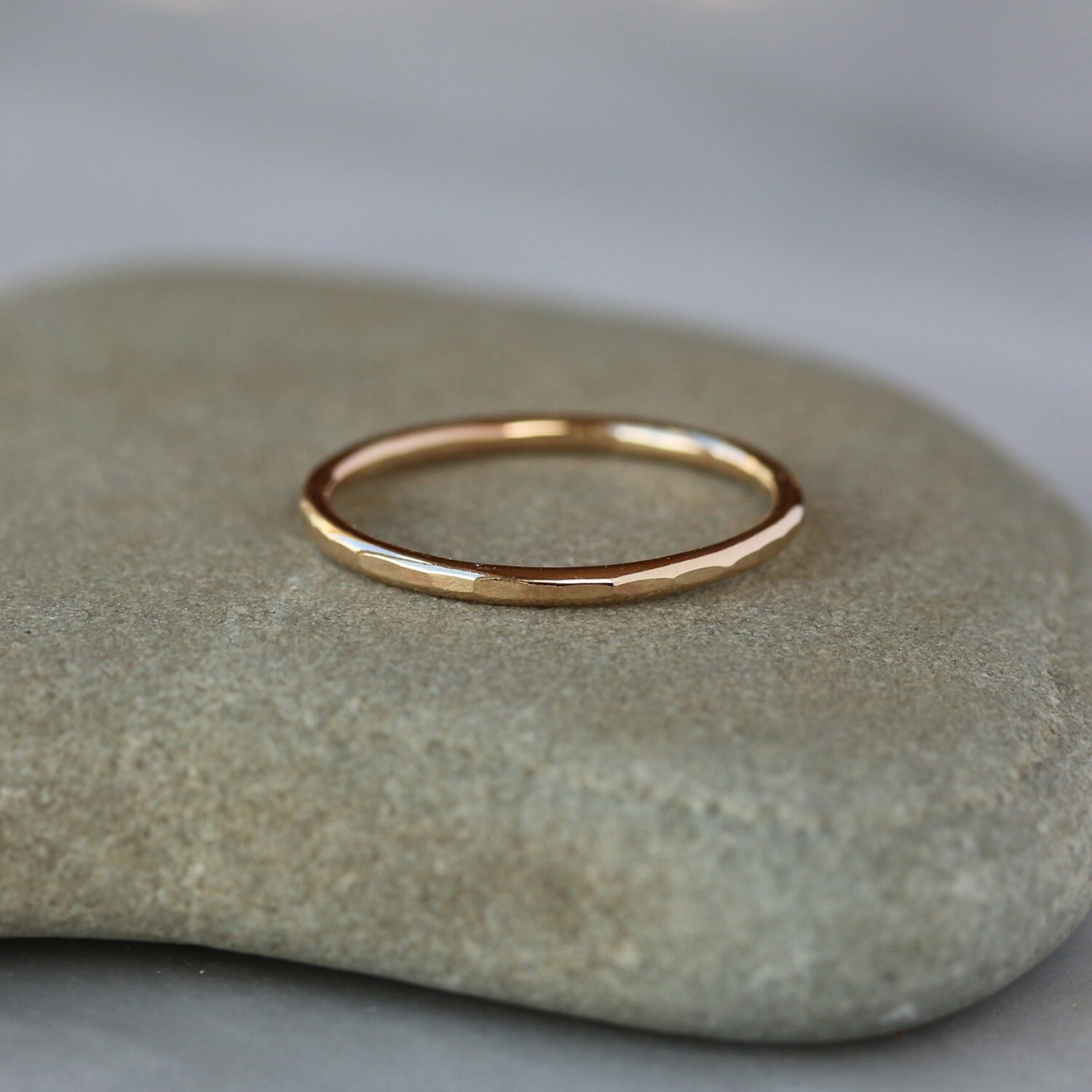 Slim Gold Wedding Ring Faceted 14k Yellow or Rose Gold - Etsy