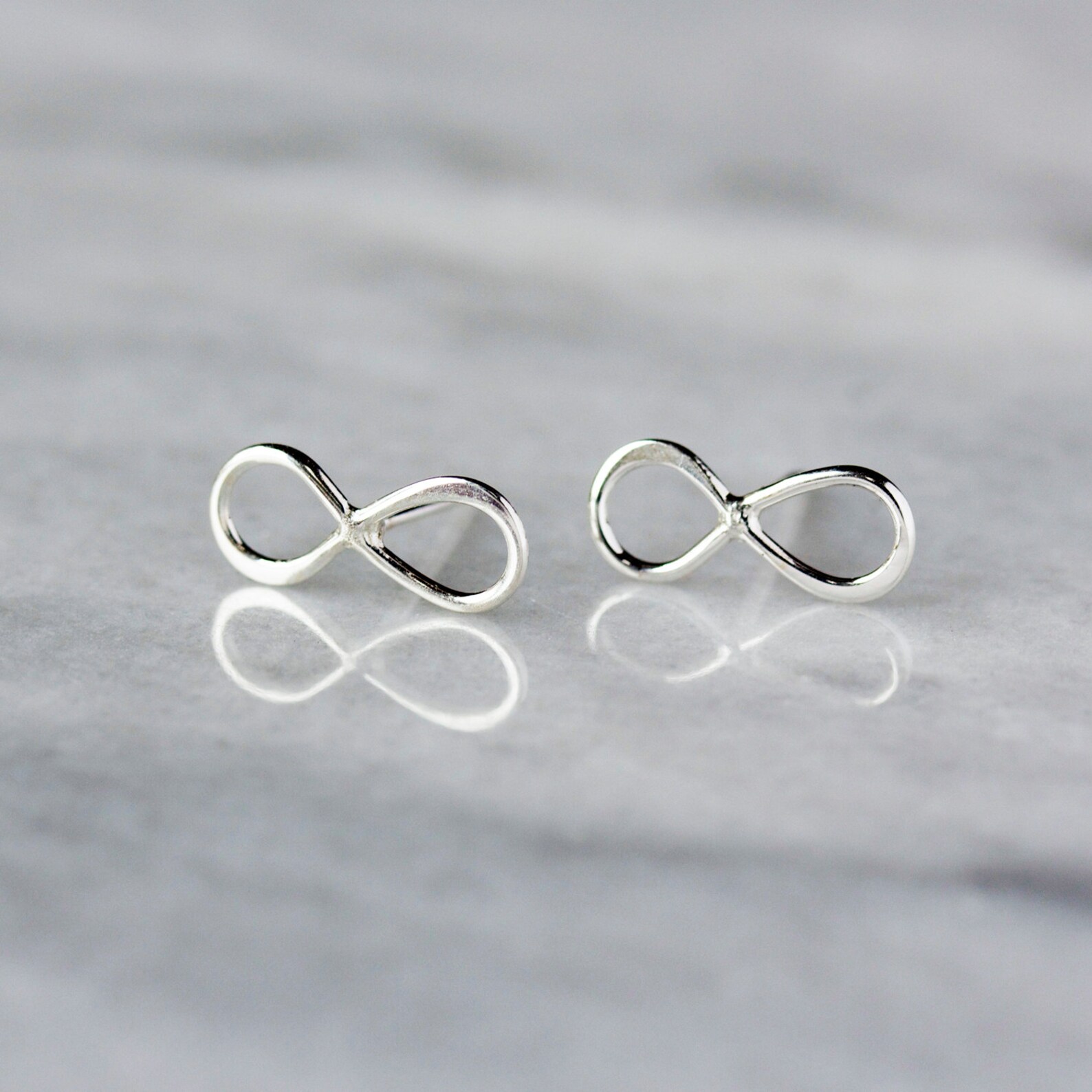 Silver Infinity Studs, Figure Eight Figure 8 Sterling Silver Earrings ...