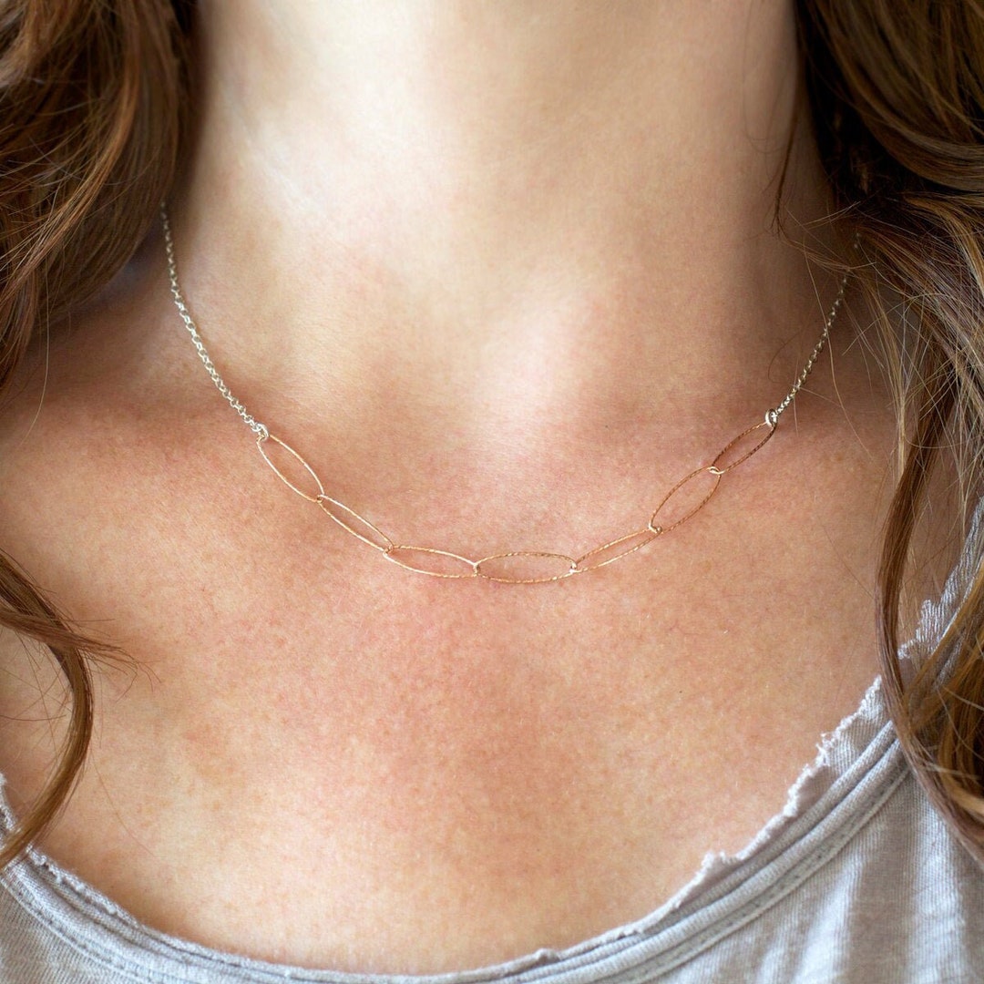 Rose Gold Necklace Sterling Silver Chain Pink Gold Layering - Etsy