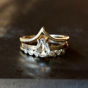 Diamond Cuff Ring, 14k Solid Gold Open Space Ring, Stacking Wedding ...