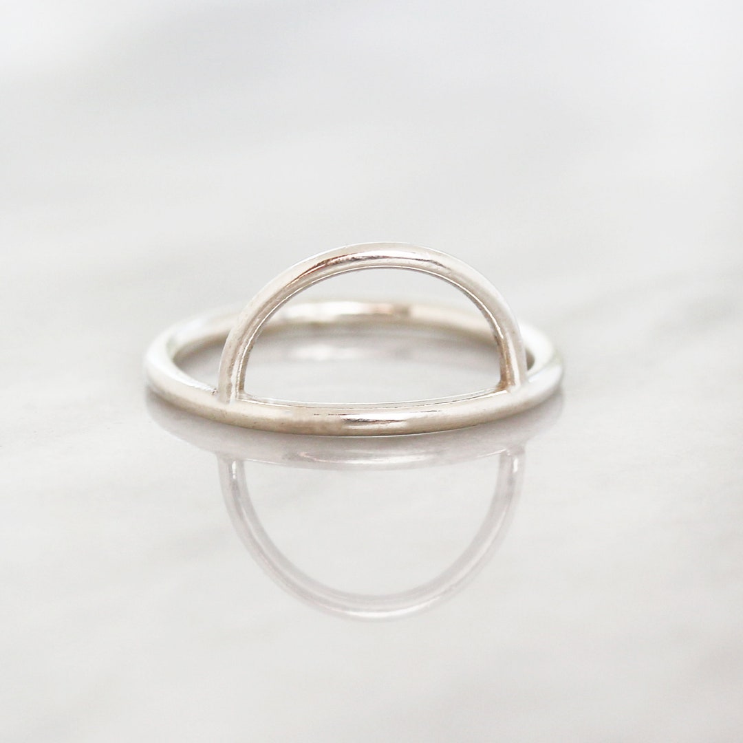 Silver Half Moon Ring, Open Half Circle, Silver Arc Ring, Sterling ...