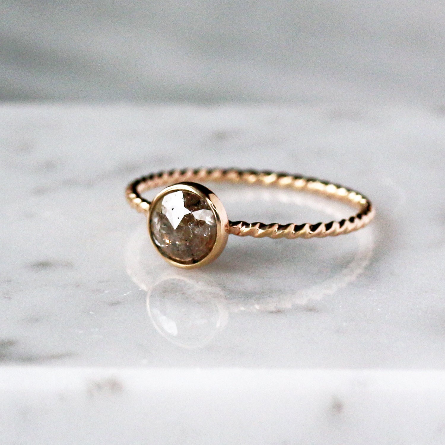 Natural Color Rose Cut Diamond Ring YOUR CHOICE Diamond | Etsy