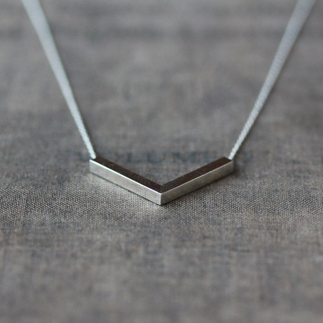 Silver Chevron Necklace, Sterling Silver V Necklace, Large Chevron ...