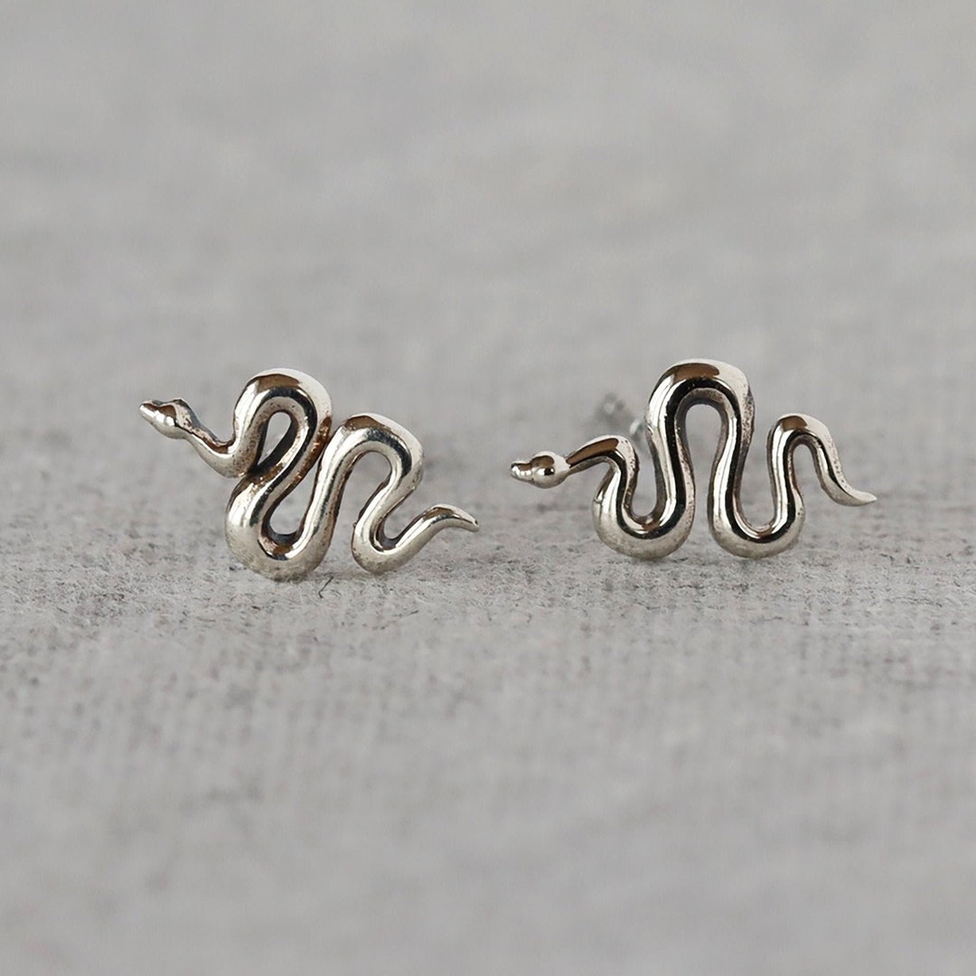 Tiny Snake Stud Earrings, Sterling Studs Silver Posts, Delicate Silver ...